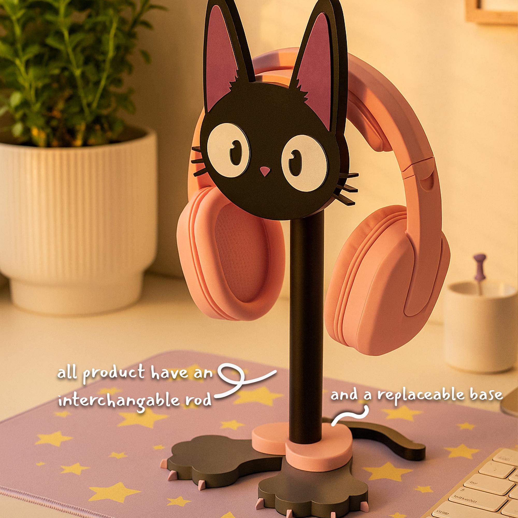 Kiki's Black Cat Jiji Headphone Stand: Cozy Gamer Desk Organizer ...