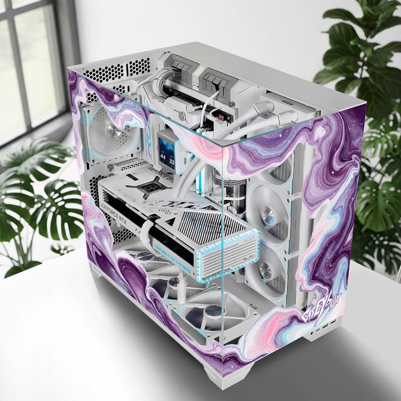 Purple Liquid PC Case Skin, Sticker - Cozy Gaming Pc Decal, Gift for ...