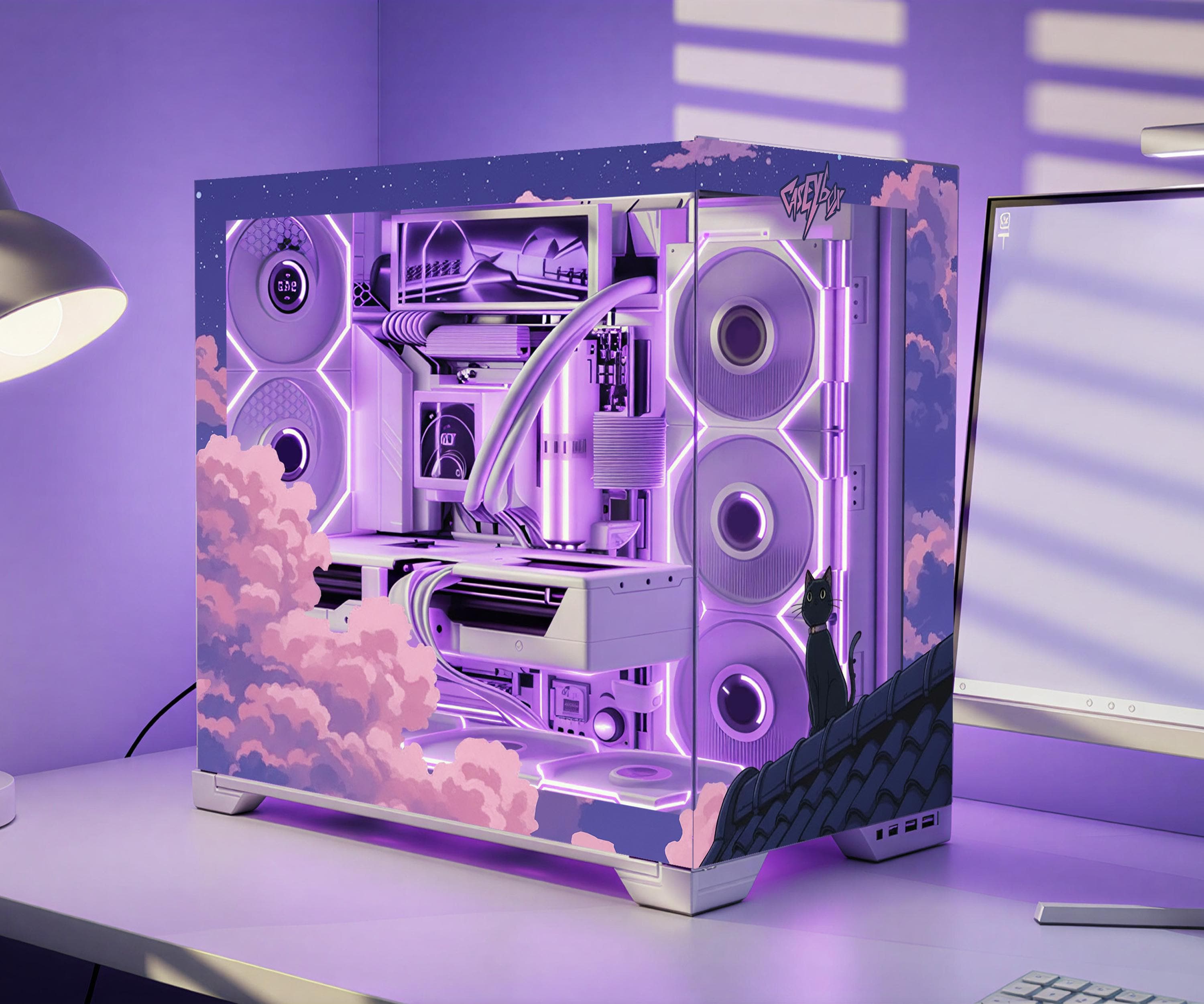 Black Cat PC Case Skin, Gamer Sticker: Kawaii Anime Gaming Computer ...