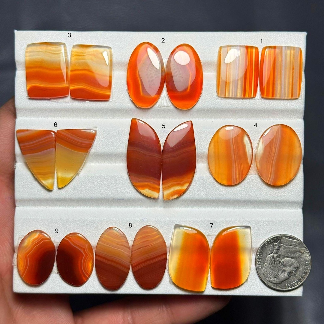 Banded Agate Pair A One Quality 100% Natural Banded Agate Cabochon ...