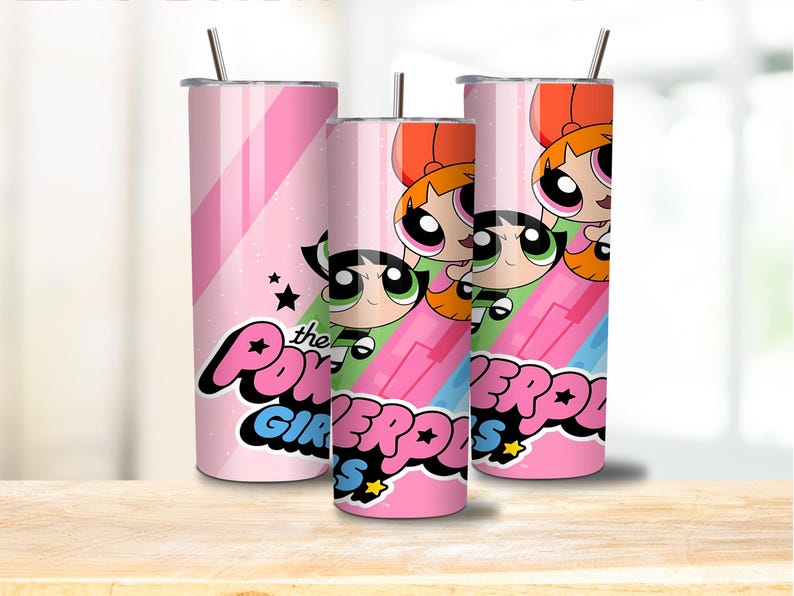 Super Cute Trio | Super Puff Girls | 20oz Skinny Tumbler Sublimation ...