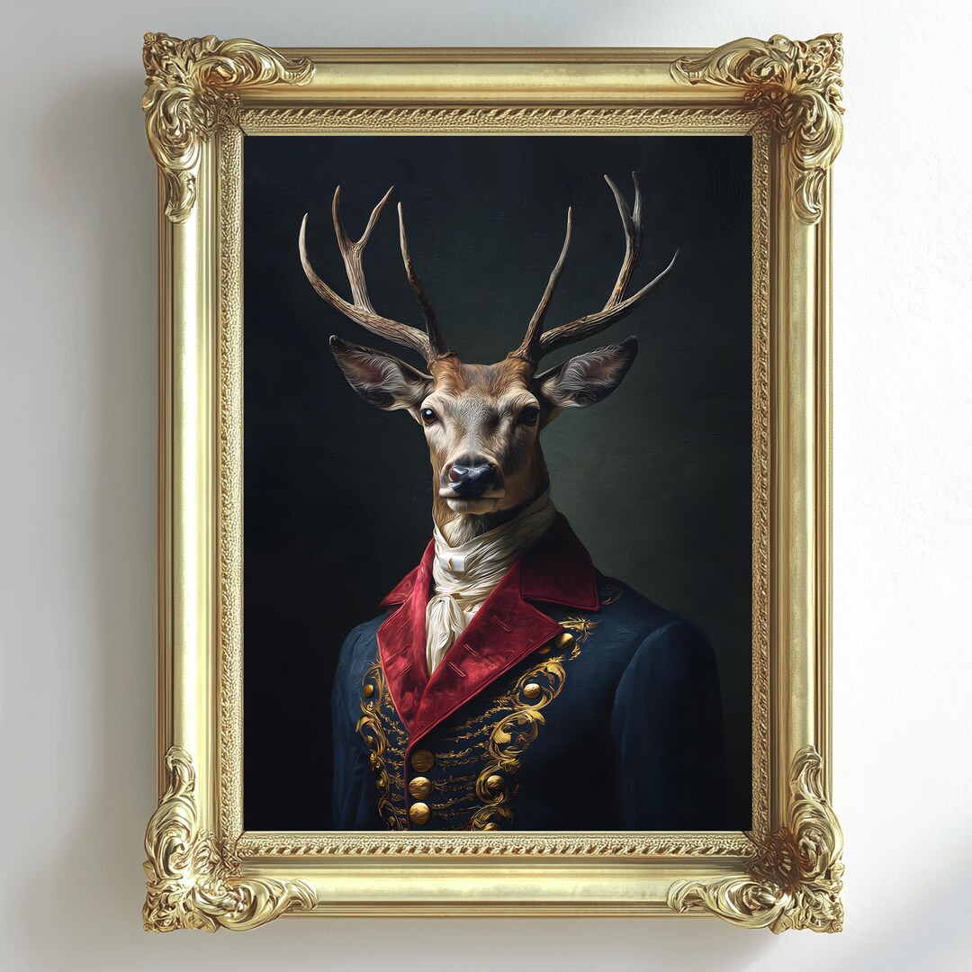 Vintage Stag Portrait – Renaissance Art Print, Regal Animal Poster With ...