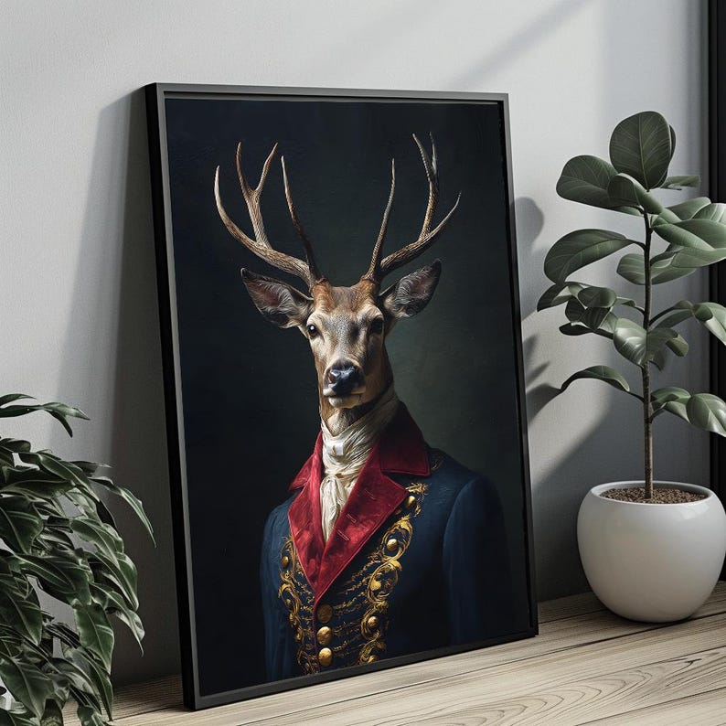 Vintage Stag Portrait – Renaissance Art Print, Regal Animal Poster With ...