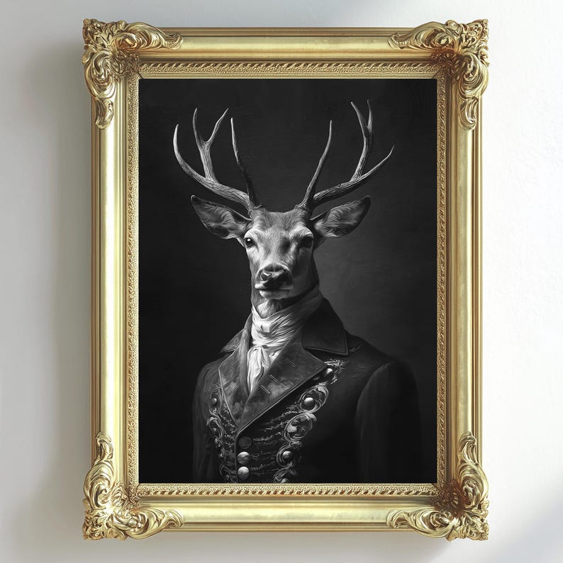 Vintage Stag Portrait – Renaissance Art Print, Regal Animal Poster With ...
