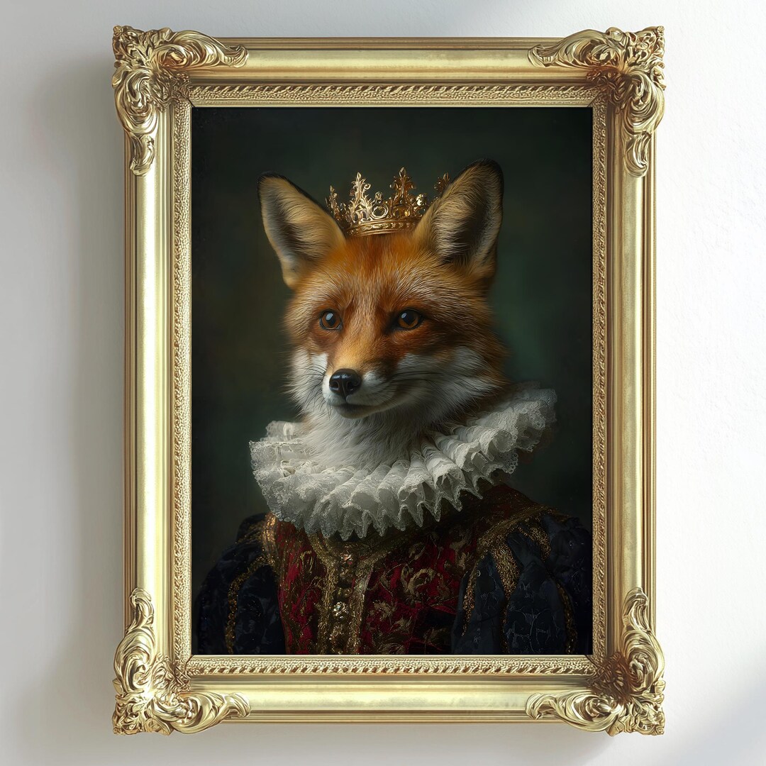 Vintage Fox Portrait – Renaissance Art Print, Regal Animal Poster With ...