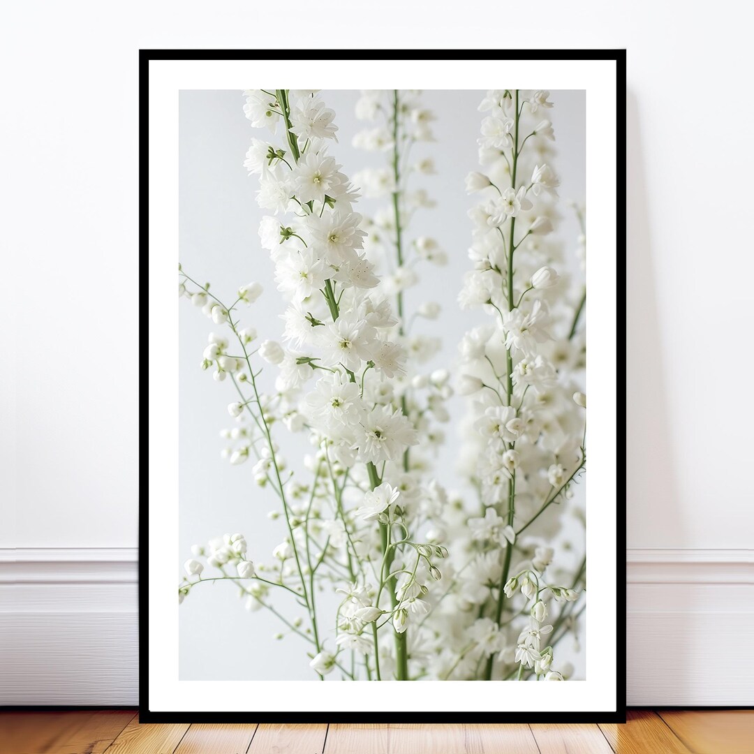 White Foxgloves Flower Poster, Botanical Print, Wall Art, Elegant ...