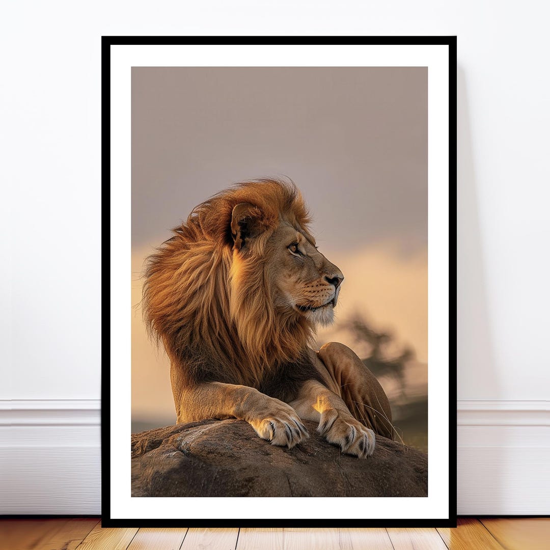 King of the Jungle Poster, Wall Art Print, Lion Big Cat, Wildlife Art ...