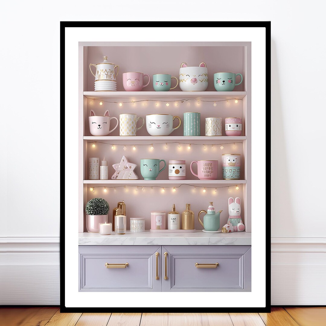 Pastel Kitchen Poster, Retro Pantry Print, Dining Room Wall Art, Retro ...