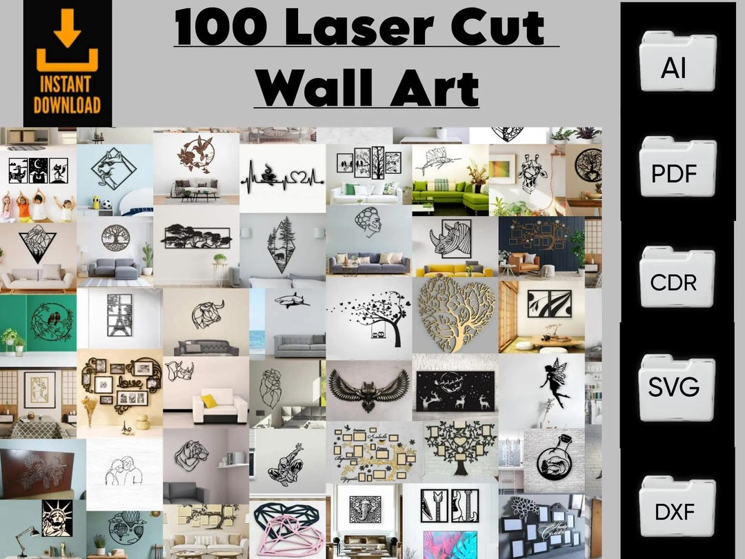 100 Laser Cut Wall Art, Laser Cut Wall Decor, Wall Art Vector File ...