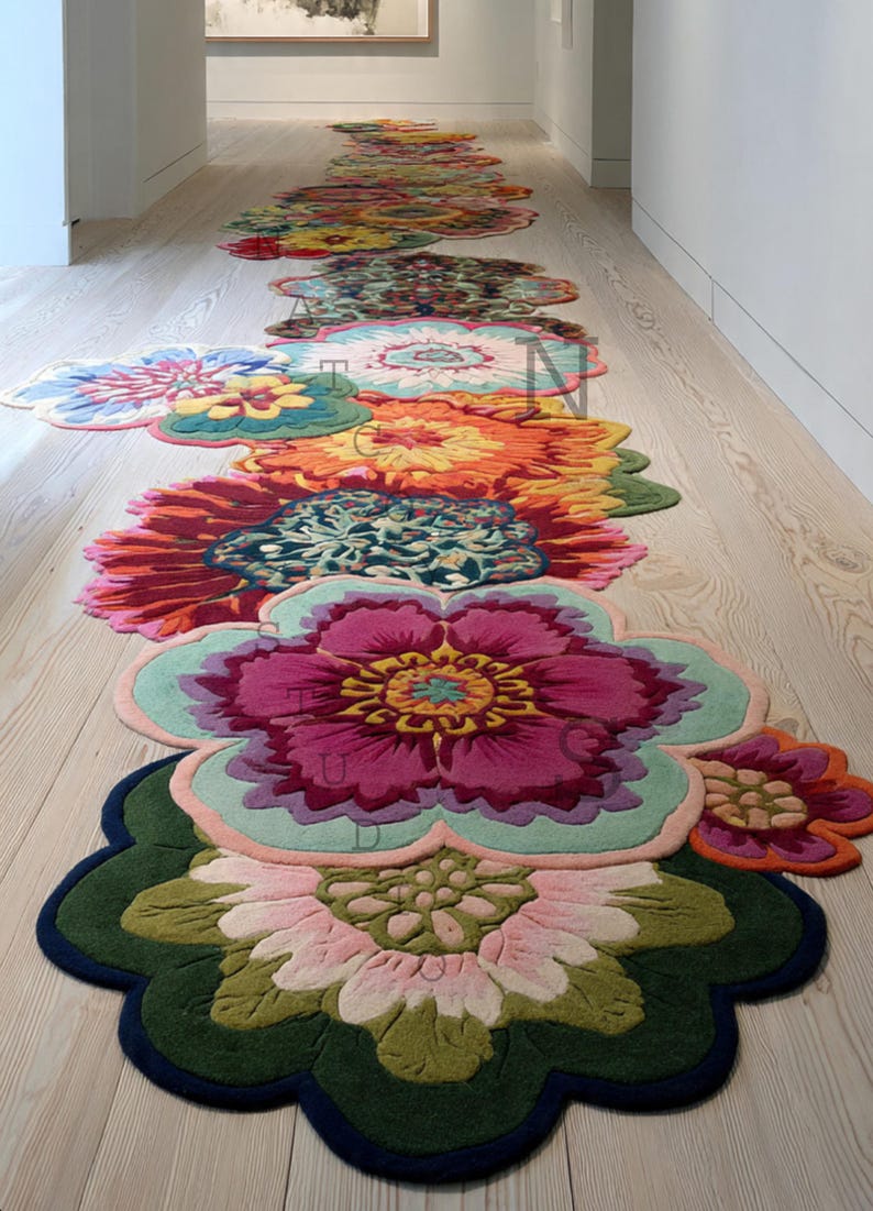 Floral Art Rug – Runner Carpets | Modern Organic Statement Piece for ...
