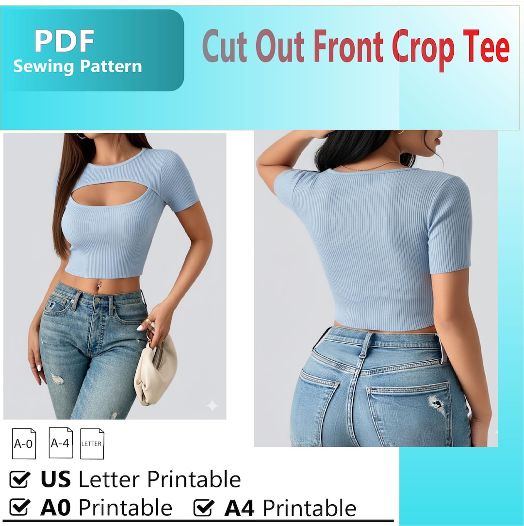 Cut Out Crop Top Sewing Pattern (PDF Download) - Etsy