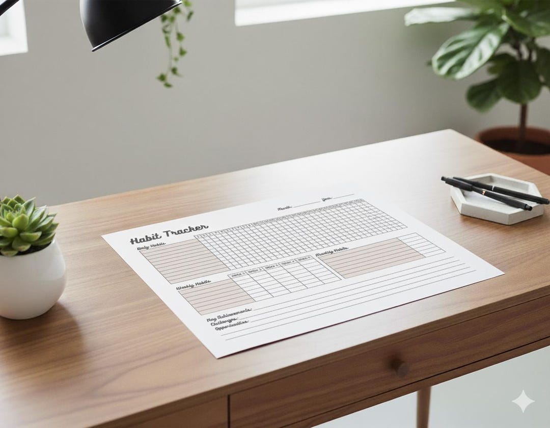 Monthly Habit Tracker Printable – Minimalist PDF for Daily Habits, Goal ...