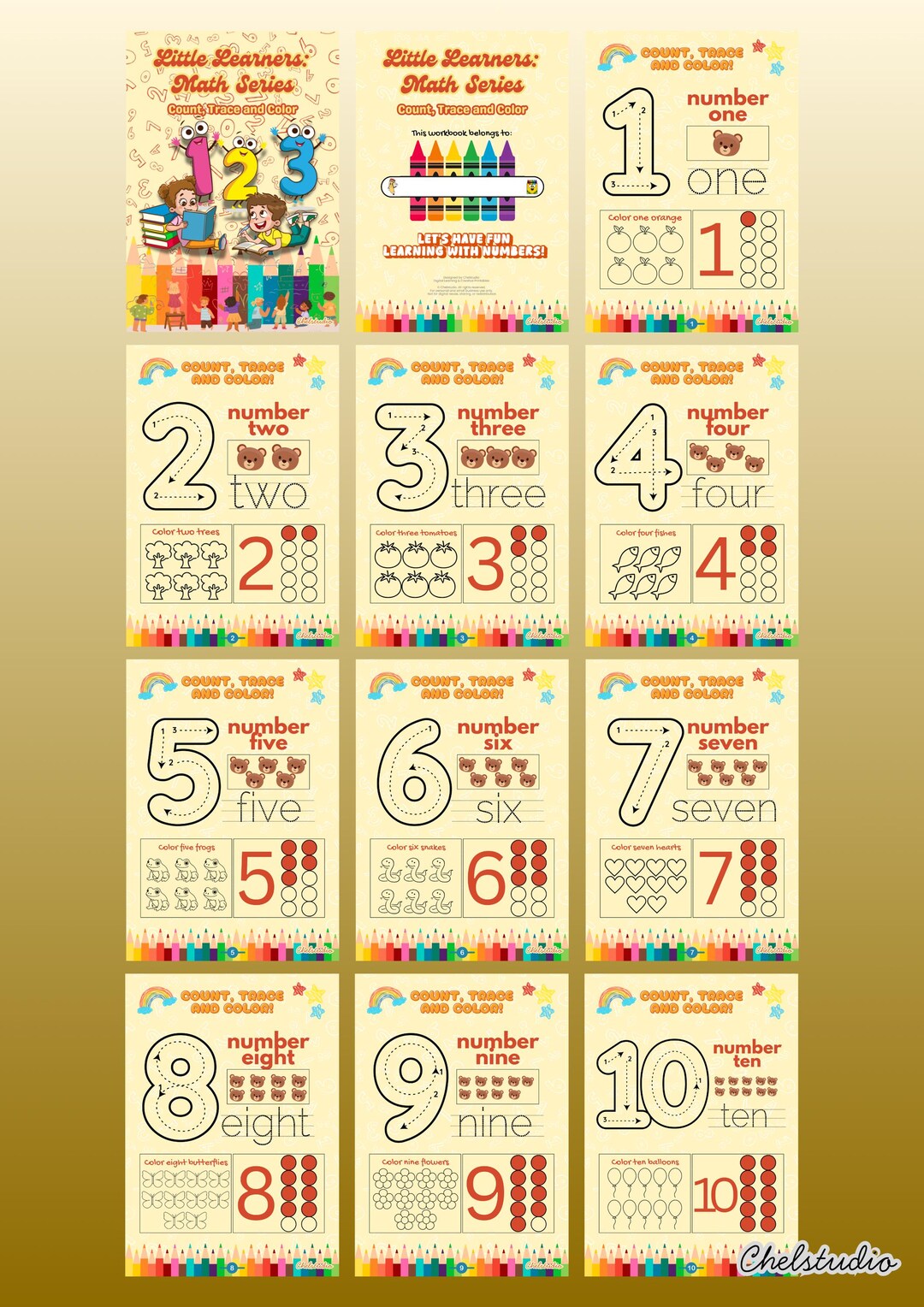 Little Learners Math Series | Count, Trace & Color + Bonus Coloring ...
