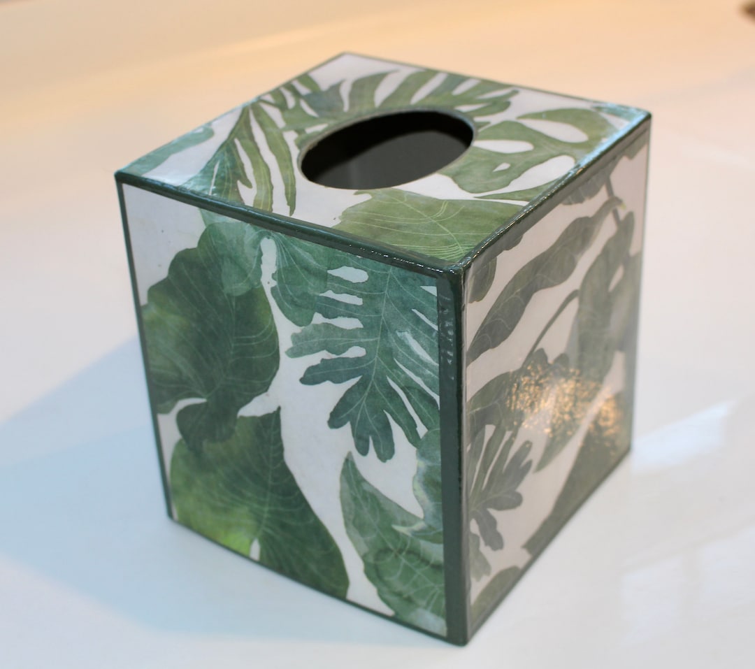 Tropical Leaf Tissue Box Cover - Etsy