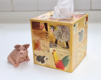 Primitive Country Farm Rooster Hand Painted Tissue Box Cover GCC5729 - Etsy