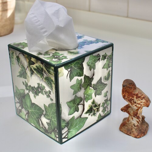 Aqua French Toile Tissue Box Cover - Etsy