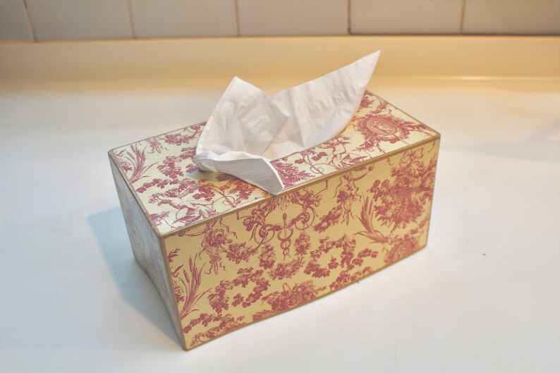 Pink Toile Family-size Tissue Box - Etsy