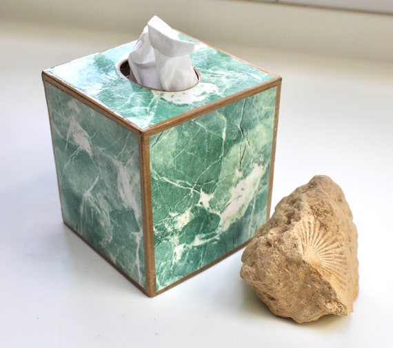 Green Marble Tissue Box Cover Etsy