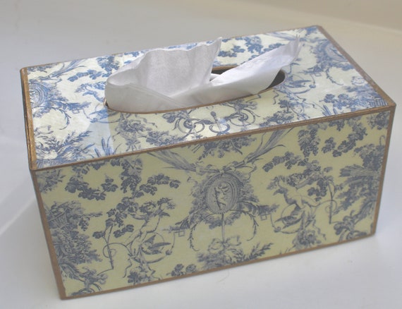 Blue Toile Decoupage Family-size Tissue Box Cover | Etsy