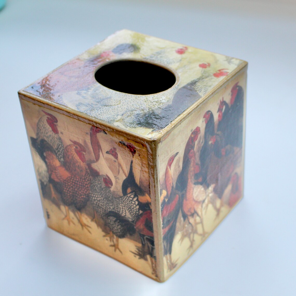 Victorian Chickens and Roosters Tissue Box Cover | Etsy