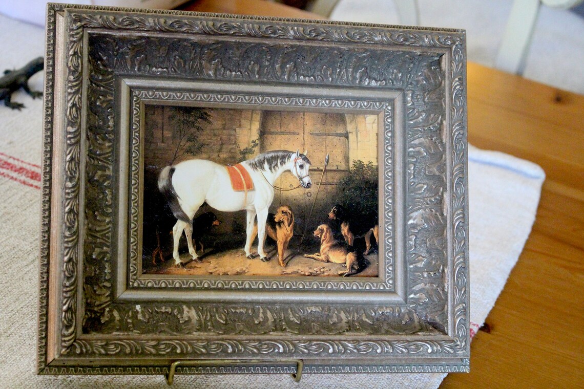 Inside the Stable Framed Oil Painting Print - Etsy