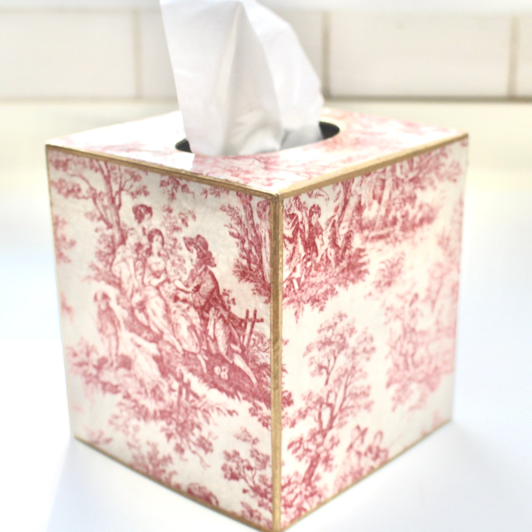 Palest Pink and White Toile Tissue Box Cover - Etsy