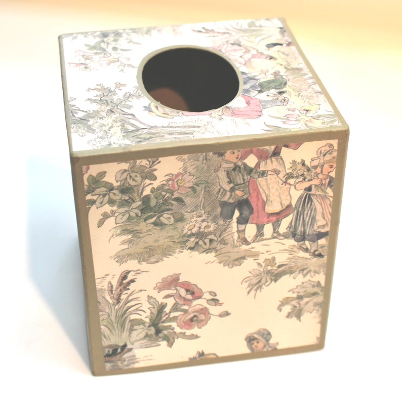Pastel French Toile Tissue Box Cover - Etsy