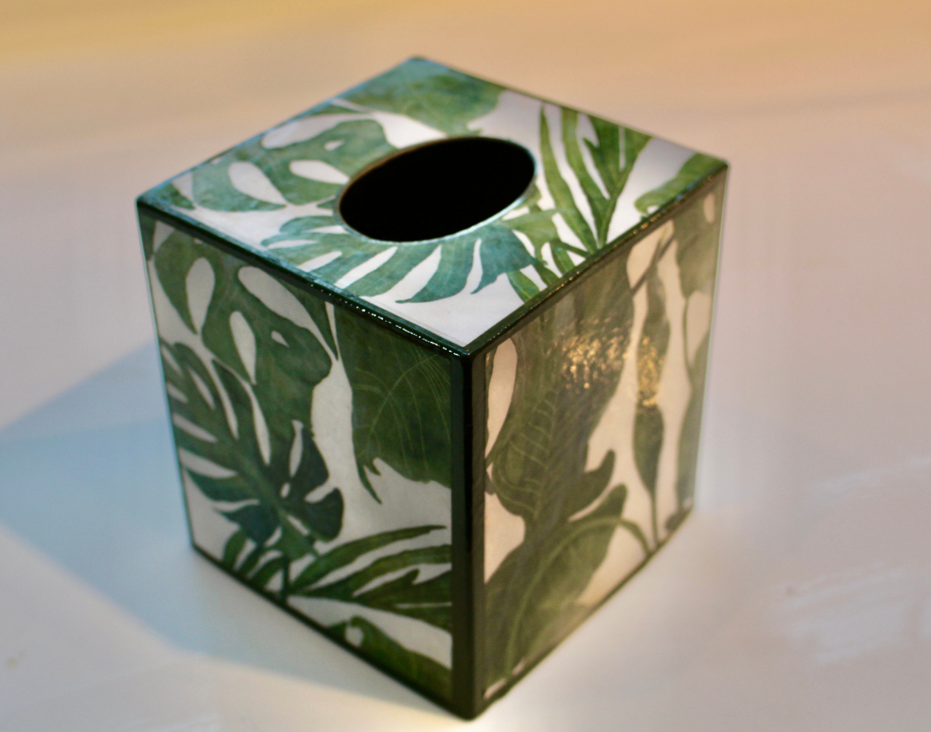 Tropical Green Leaves Tissue Box Cover Home & Living Bathroom Décor ...