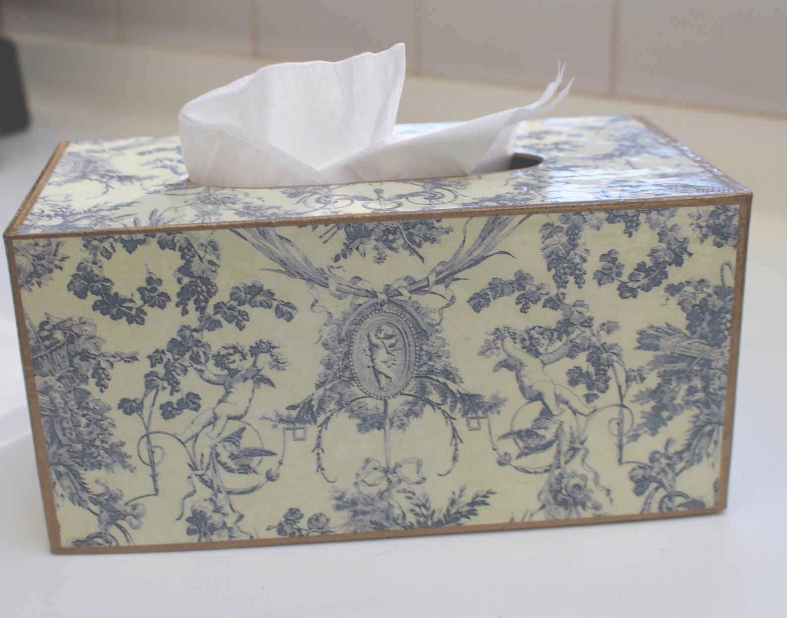 Blue Toile Decoupage Family-size Tissue Box Cover - Etsy