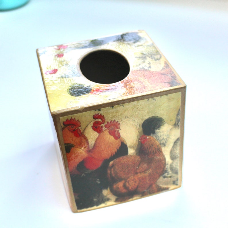 Victorian Chickens and Roosters Tissue Box Cover | Etsy