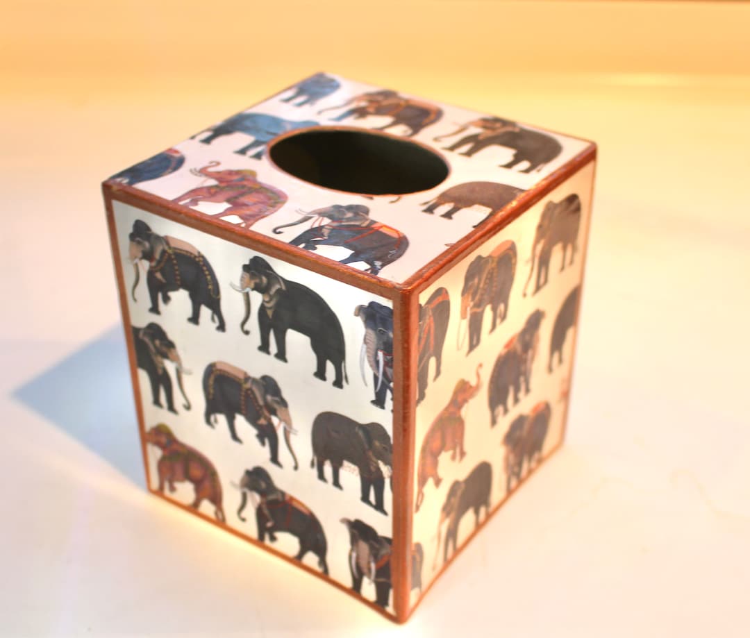 Indian Elephant Tissue Box Cover - Etsy