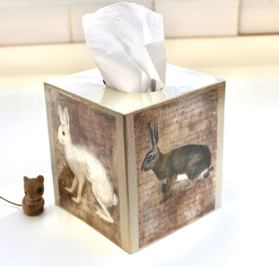 Antique Bunnies Tissue Box Cover | Etsy