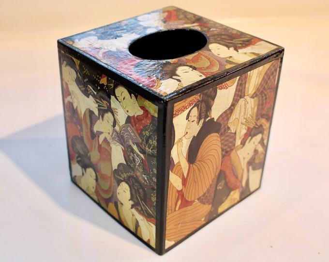 Tissue Box Cover Handcrafted With Japanese Chiyogami Washi Paper in Tan ...