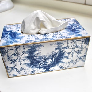 Royal Blue Toile Decoupage Family-size Tissue Box Cover - Etsy