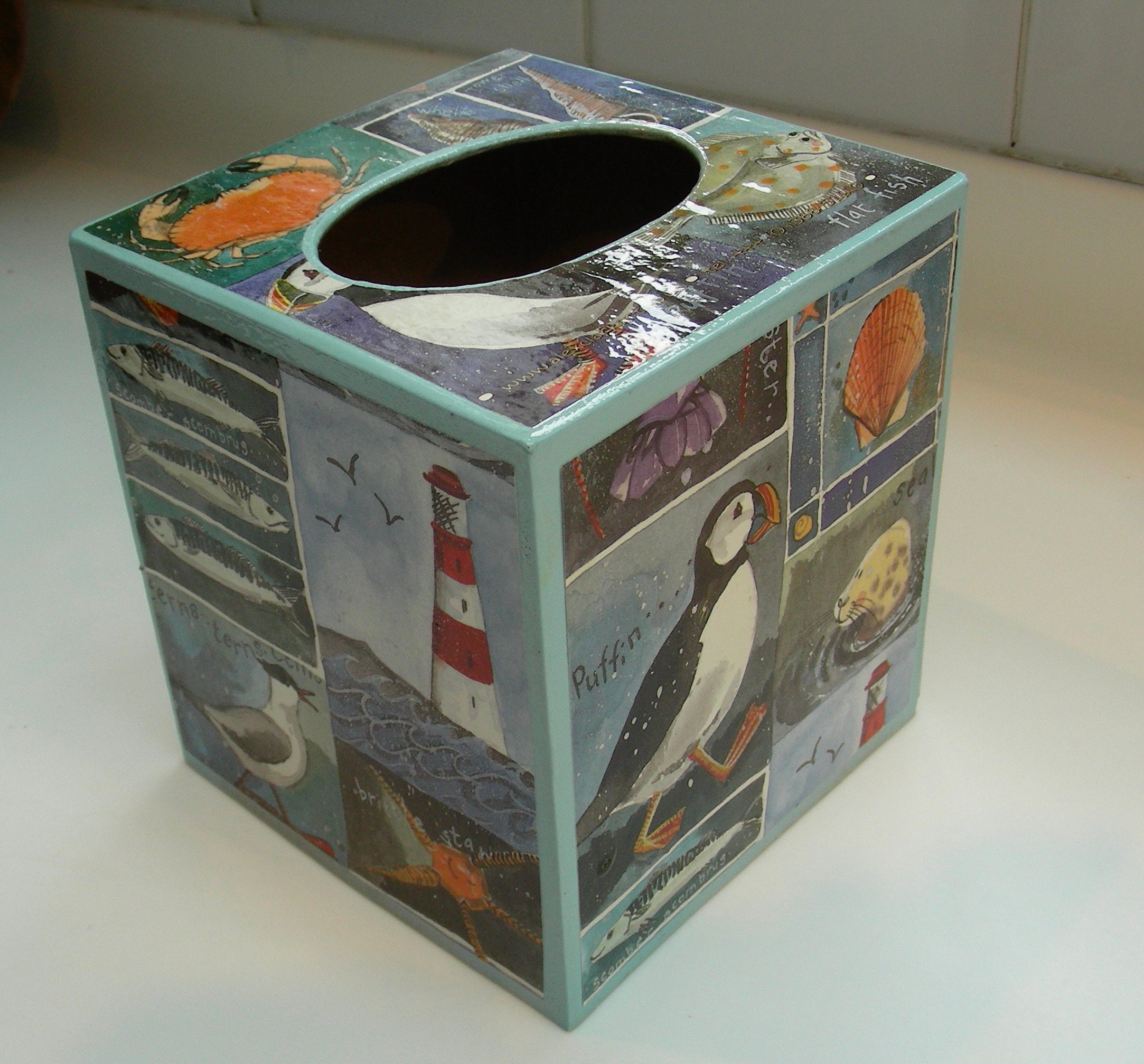Seashore -themed Tissue Box Cover - Etsy