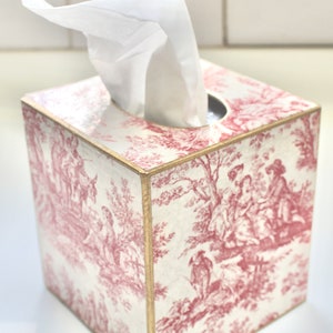 Palest Pink and White Toile Tissue Box Cover - Etsy