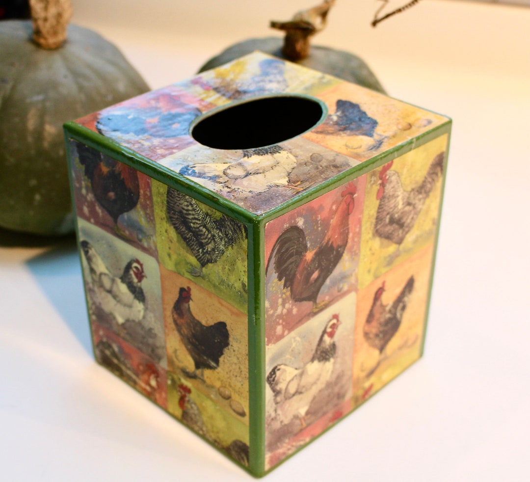 French Country Chickens Tissue Box Cover - Etsy
