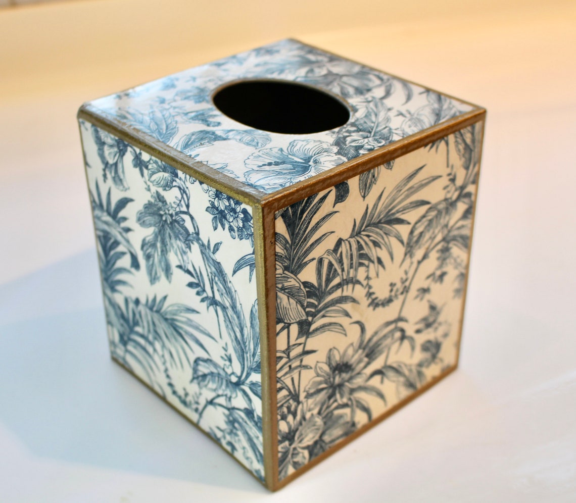 Aqua/teal Forest Leaves Tissue Box Cover | Etsy