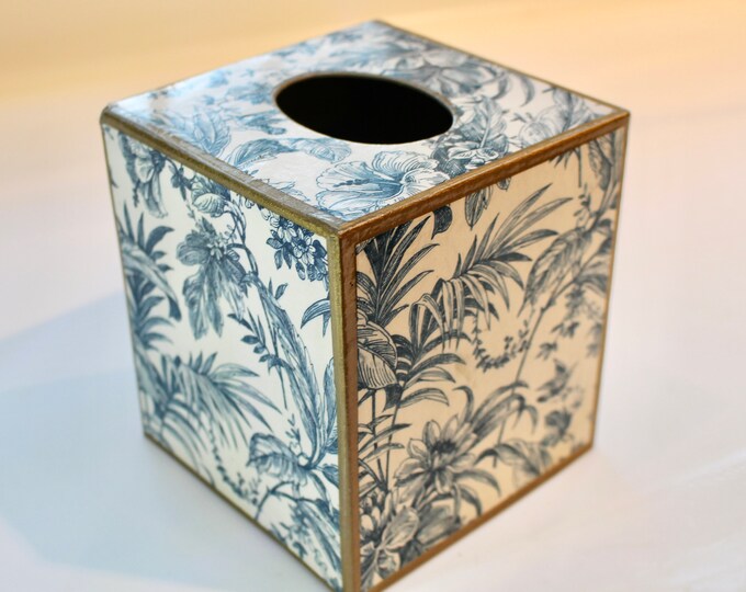 Aqua/teal Forest Leaves Tissue Box Cover - Etsy