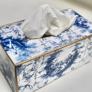 Royal Blue Toile Decoupage Family-size Tissue Box Cover - Etsy