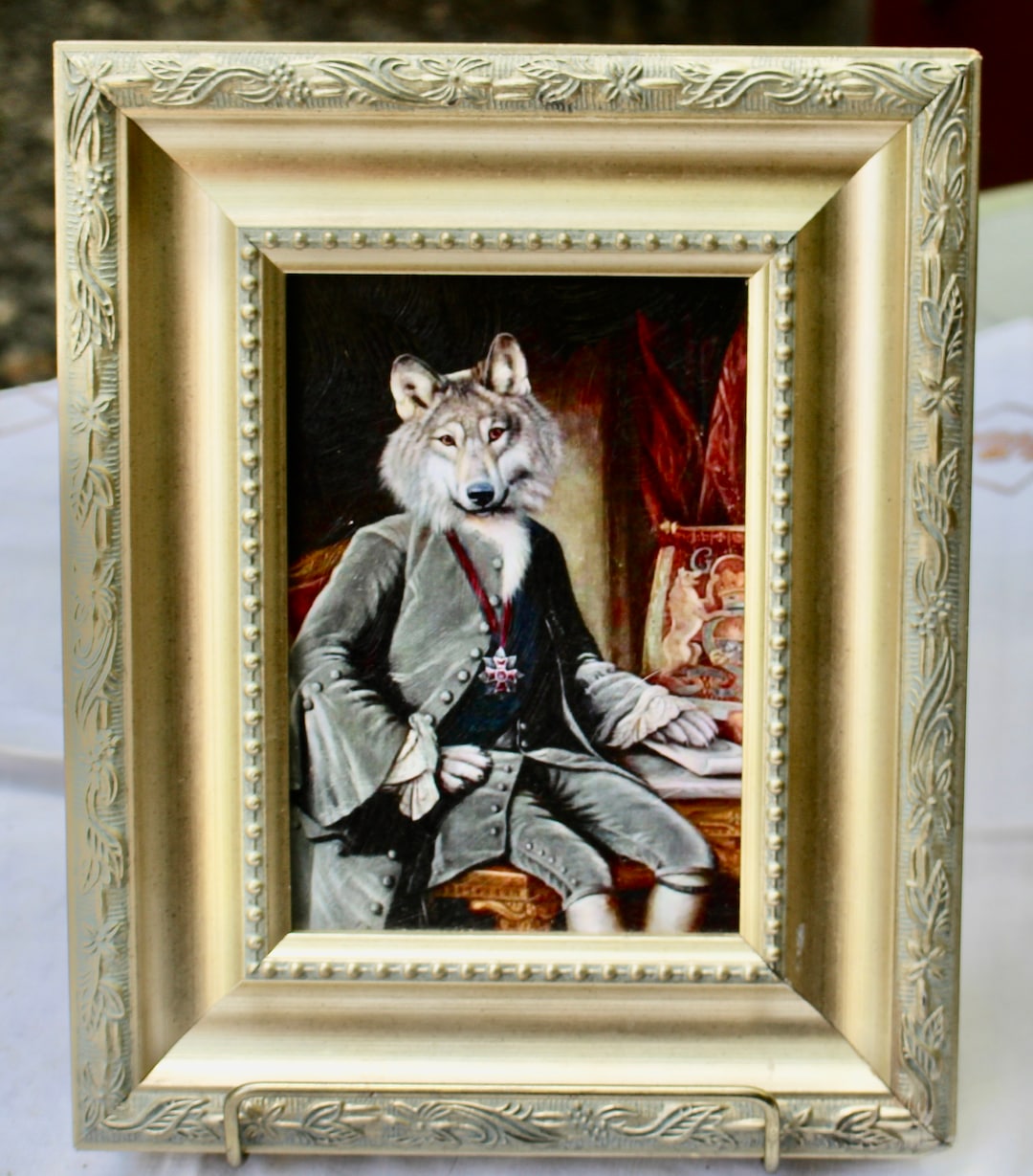 Sylvester, the Silver Wolf, Framed Oil Painting Print on Canvas - Etsy