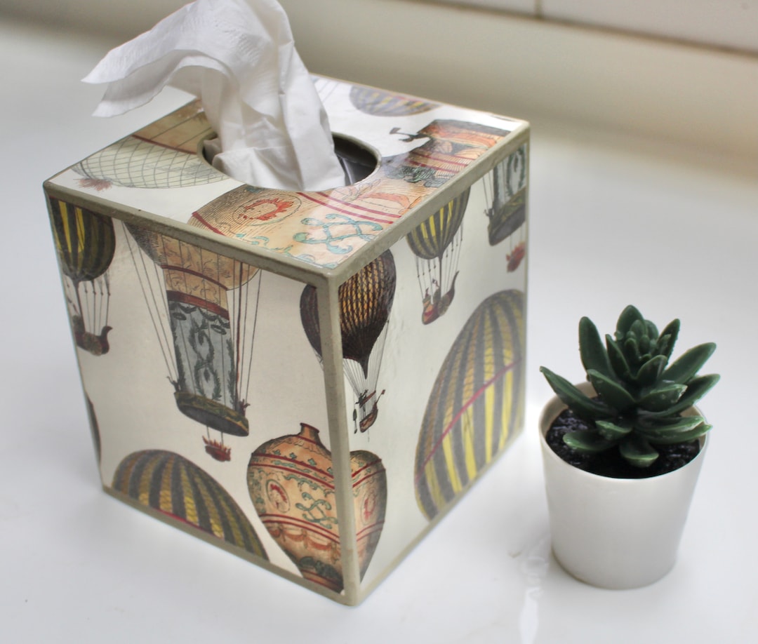 Hot Air Balloons Decoupaged Tissue Box Cover - Etsy