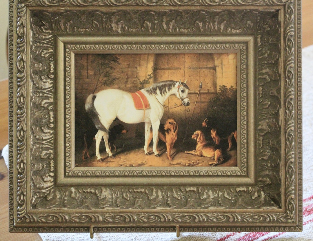 Inside the Stable - Framed Oil Painting Print - Etsy