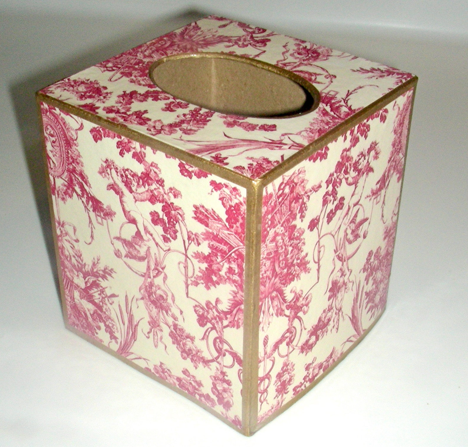 Pink Toile Tissue Box Cover - Etsy