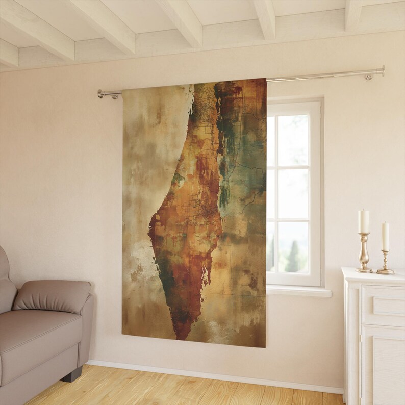 Blackout Window Curtain (1 Panel), Abstract Map of Israel Drape ...