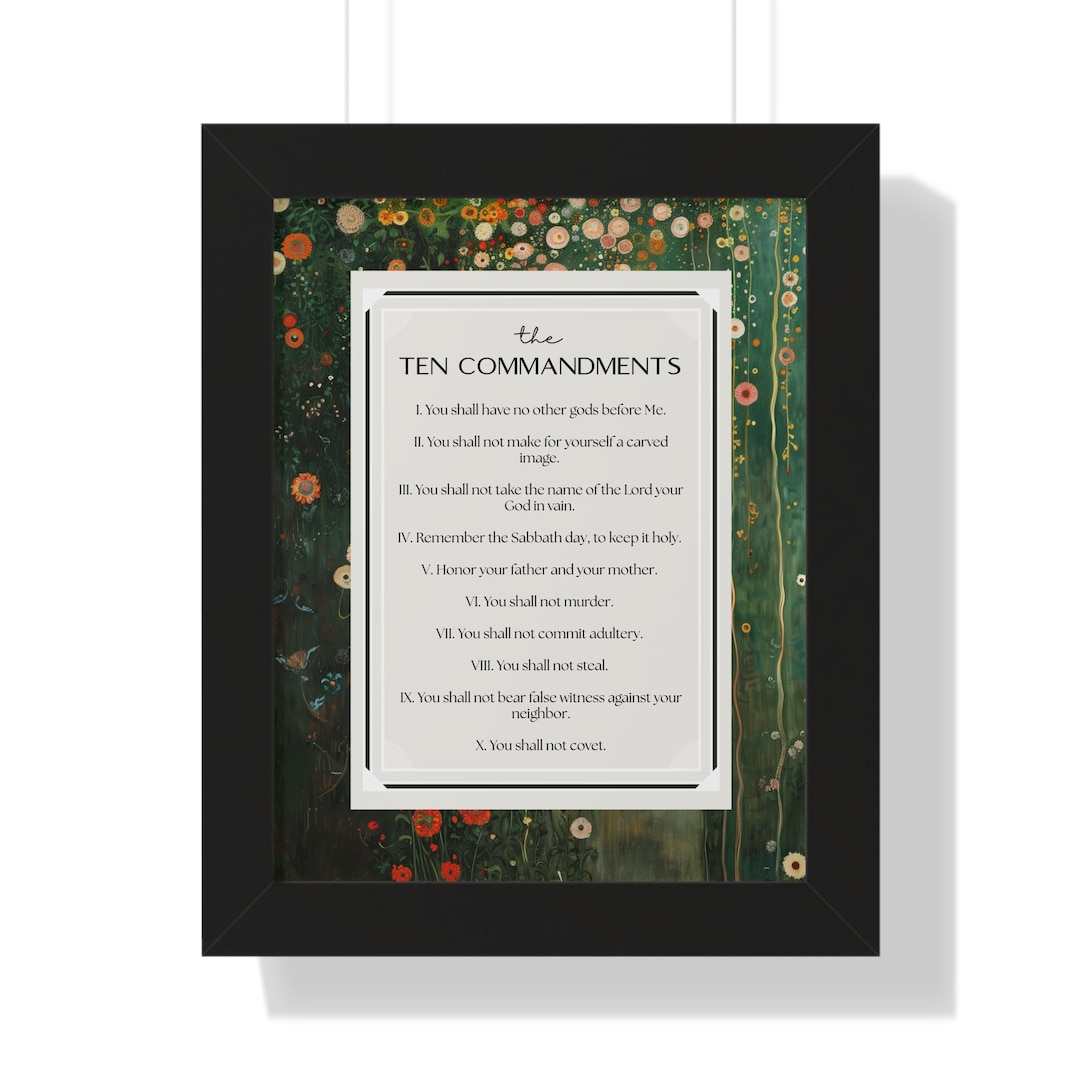 Framed Ten Commandments, Vertical Poster, Bible Verse Fine Art: Art ...