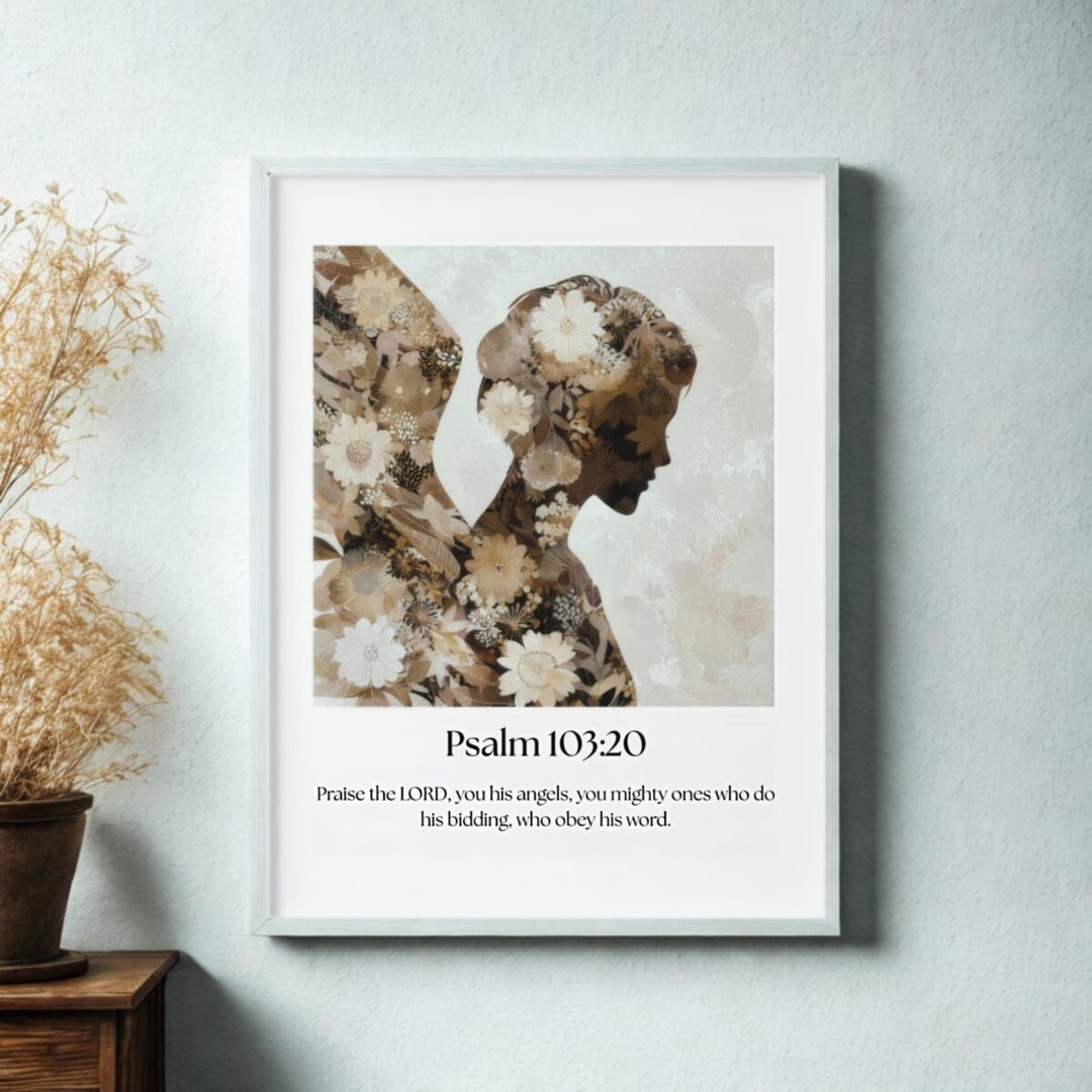 Angel Scripture Art Poster, Bible Verse Fine Art, Angel Series 1, Art ...