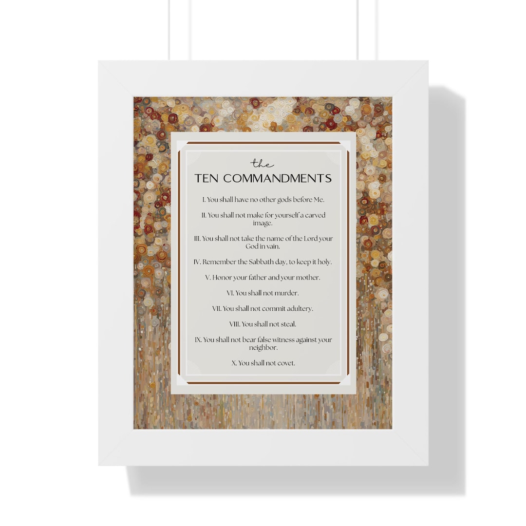 Framed Ten Commandments, Vertical Poster, Bible Verse Fine Art: Art ...