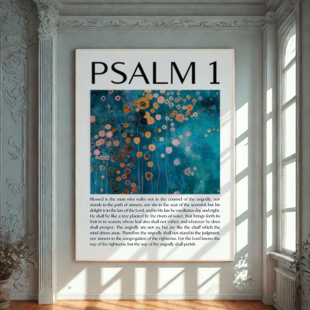 Psalm 1 Bible Verse Fine Art Poster, Art Inspired by Gustav Klimt ...