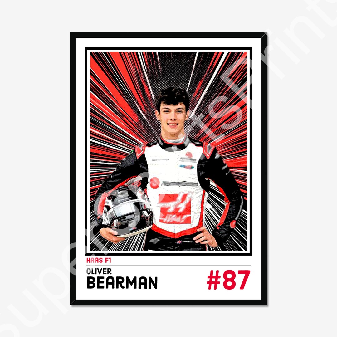 Oliver Bearman Haas F1 Poster - Comic Retro Sports Art Print - Etsy